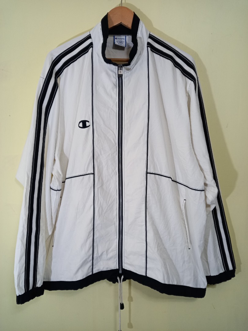 Champion products white track jacket, Men's Fashion, Coats, Jackets and ...