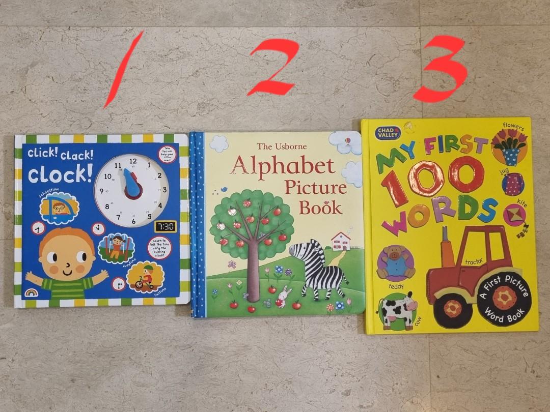 CHILDREN'S BOOK Alphabet Picture Book First 100 Words Click Click Clock ...