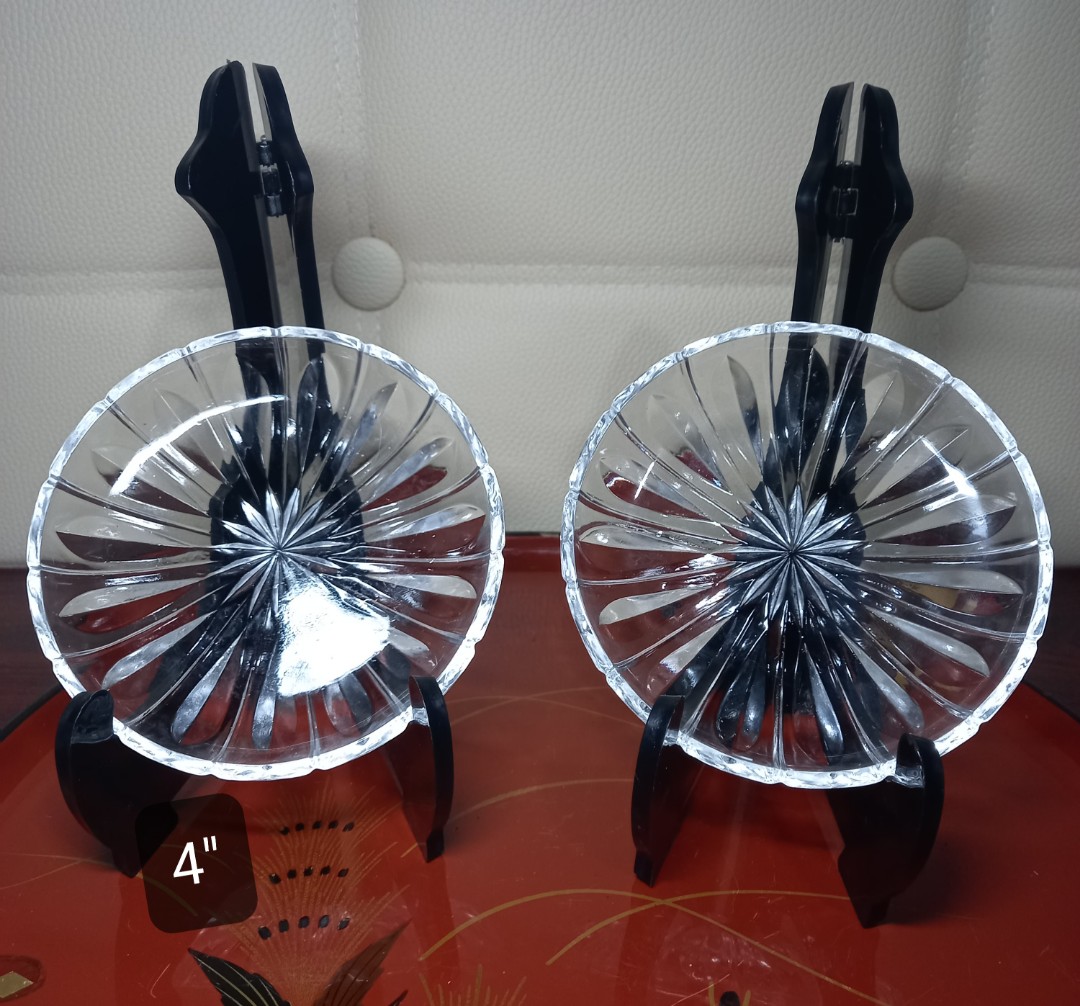 Cut Glass Saucers Set, Furniture & Home Living, Kitchenware & Tableware ...