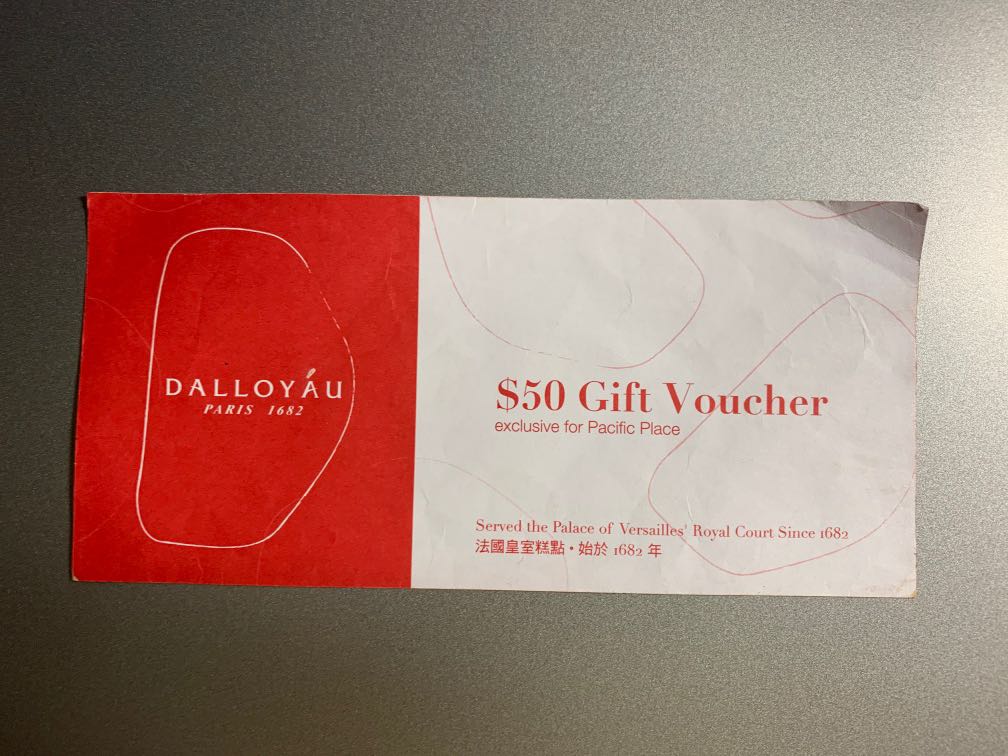 Dalloyau $50 gift voucher, 門票＆禮券, 現金券、兌換券、禮券 - Carousell
