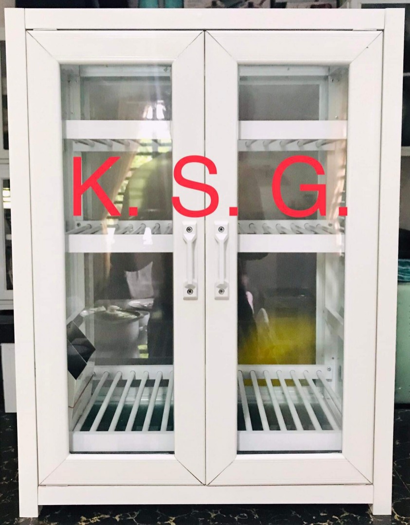 Glass and aluminum Dish Rack Dish Cabinet Dish Organizer, Furniture ...