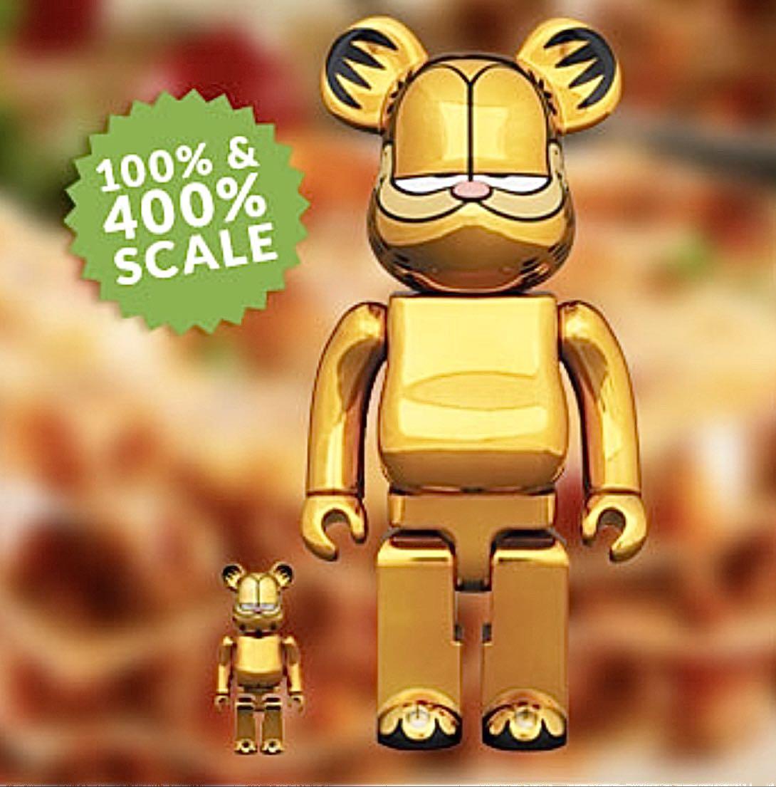 Medicom Be@rbrick Garfield Chrome Gold Ver 400% + 100% Bearbrick ...