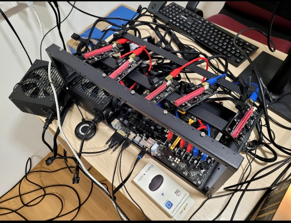 Mining Frame Rig (with PSU, CPU, RAM, SSD and Risers), Computers & Tech ...