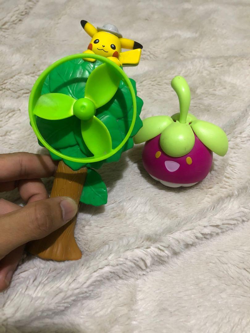 Pikachu manual rotating grip fan and a pokemon figure, Hobbies & Toys ...