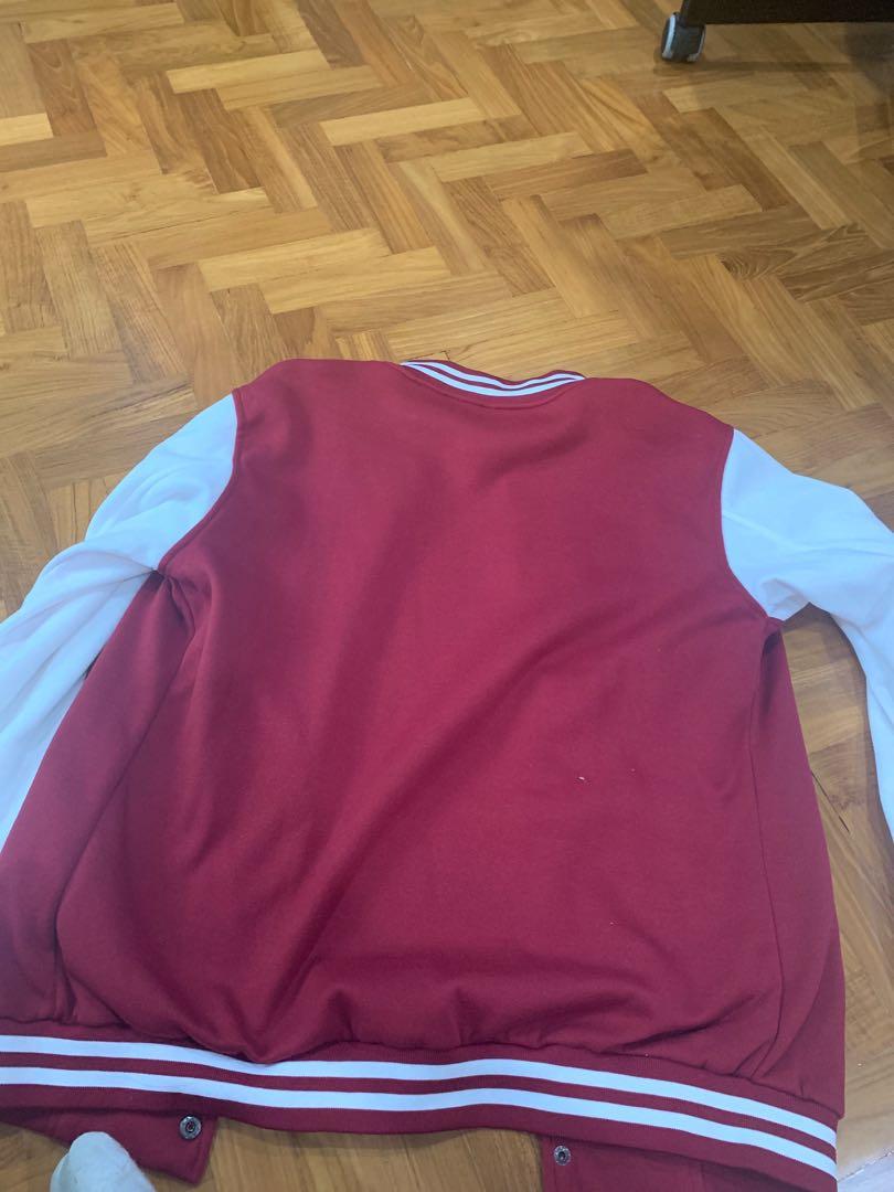 Red Plain Varsity Jacket, Men's Fashion, Coats, Jackets and Outerwear ...