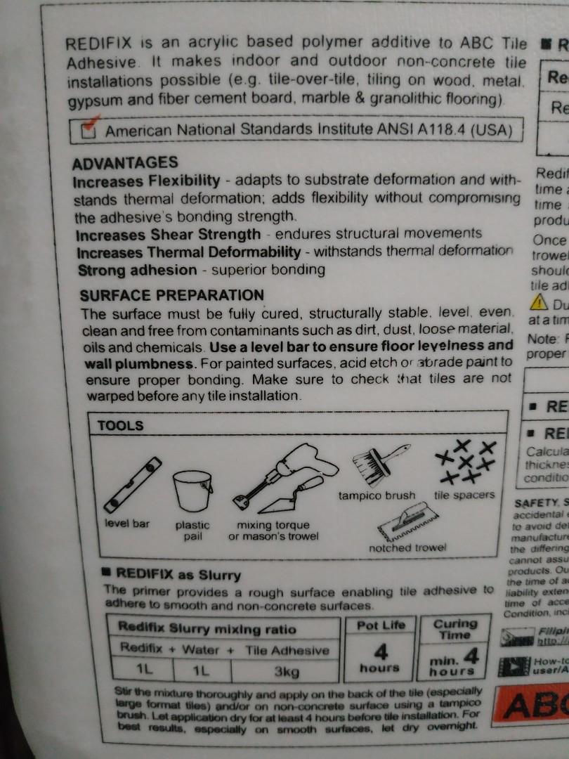 Redifix Tile Adhesive Additive, Commercial & Industrial, Construction ...