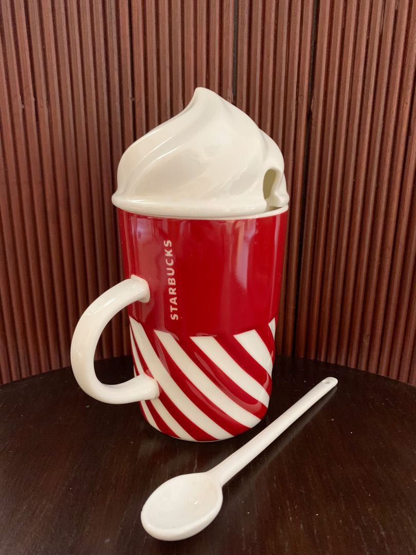 Starbucks Red Mug with Lid and Spoon 2, Furniture & Home Living ...