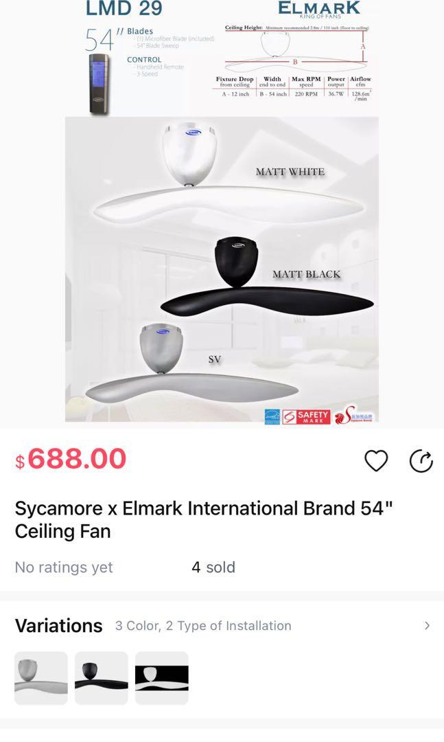 Sycamore ceiling fan, Furniture & Home Living, Lighting & Fans, Fans on ...