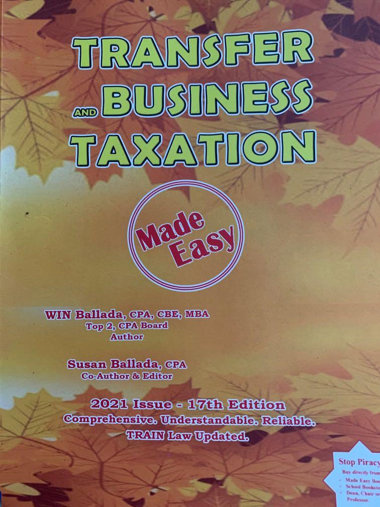 Transfer And Business Taxation Win Ballada 2021 Issue 17th Ed Transfer And Business Taxation Win Ballada 2021 Issue 17th Ed