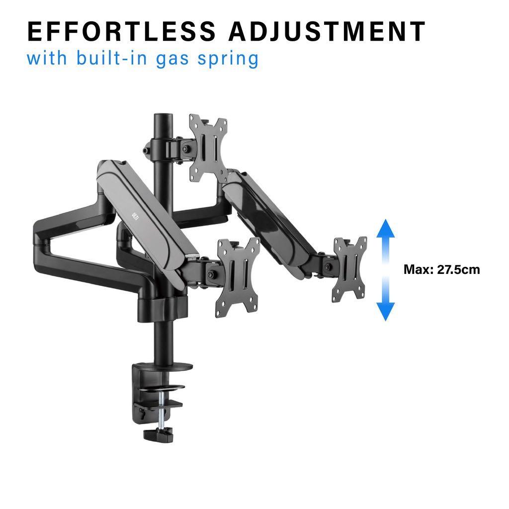 ULTi Aero Triple Monitor Mount, 3-in-1 Adjustable Gas Spring Pole Arm ...