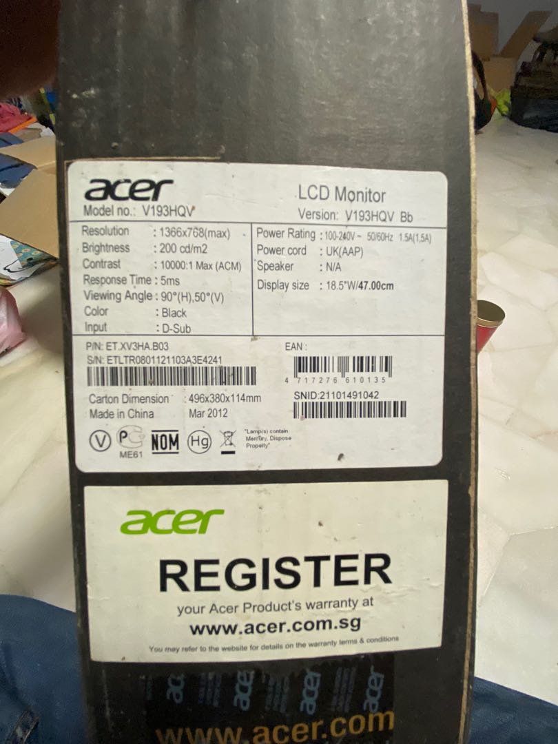 Acer LCD Monitor, Computers & Tech, Parts & Accessories, Monitor ...