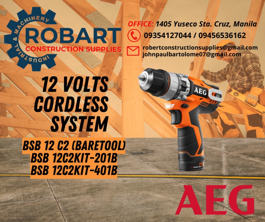 AEG 12 VOLTS CORDLESS SYSTEM (BSB 12C2), Commercial & Industrial ...