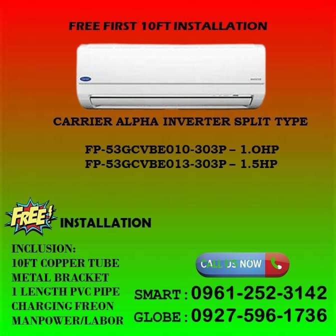CARRIER ALPHA INVERTER SPLIT TYPE WITH FREE INSTALLATION, TV & Home ...
