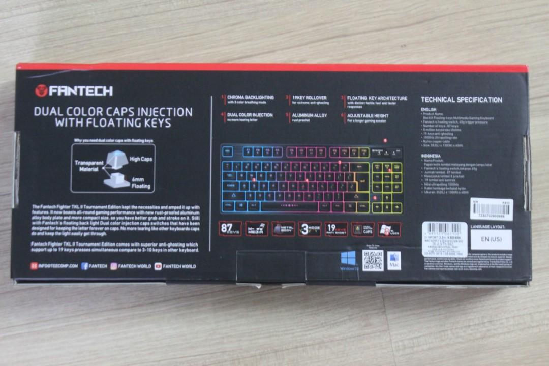 FANTECH K613 FIGHTER TKL II BACKLIT MEMBRANE TOURNAMENT EDITION GAMING KEYBOARD - 87 KEYS ...