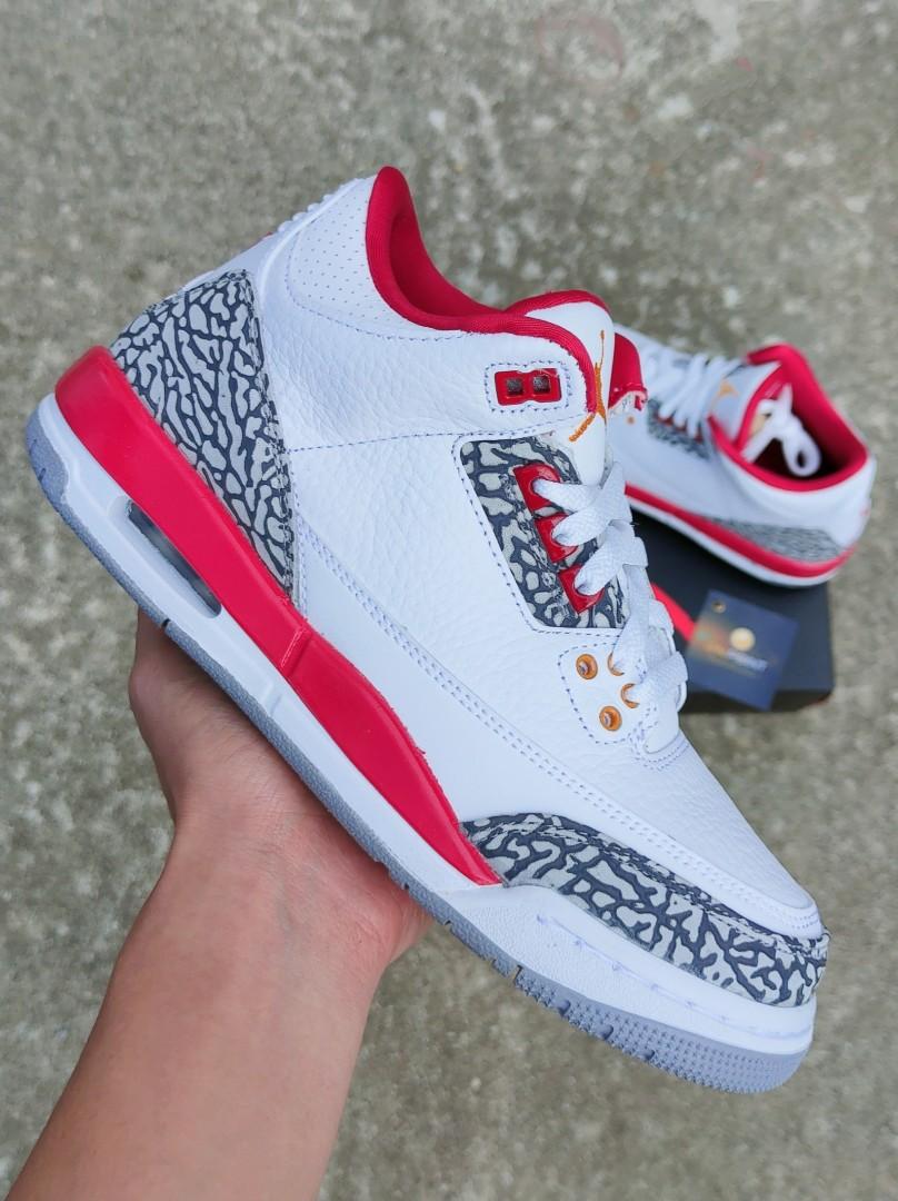 Jordan 3 Retro GS 'Cardinal Red', Women's Fashion, Footwear, Sneakers ...
