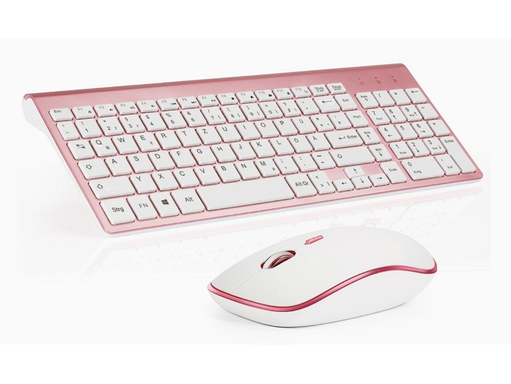 Joyaccess Wireless Keyboard and Mouse Set German QWERTZ Layout Pink Gold, Computers & Tech ...