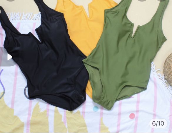 Olive Green One Piece Bathing Suit, Women's Fashion, Swimwear, Bikinis ...