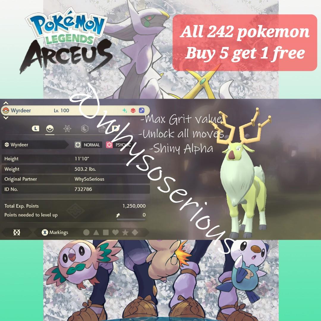 Pokemon Legends of Arceus, Shiny Alpha Wyrdeer, Max potential, Video ...