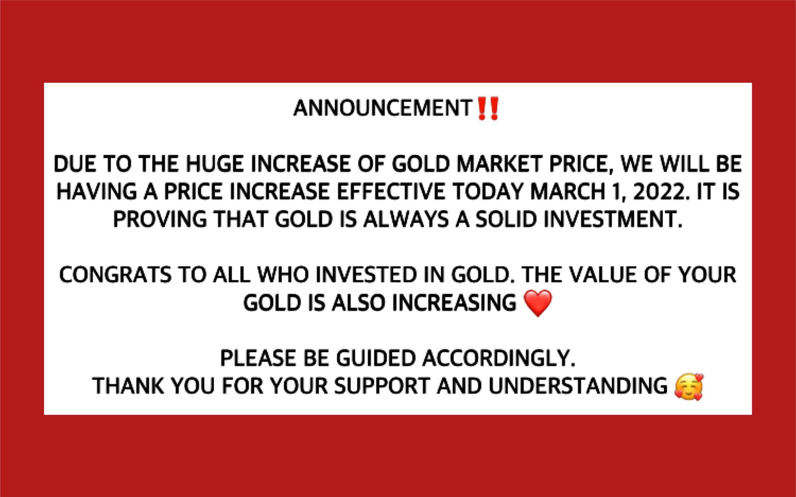 PRICE INCREASE, Announcements on Carousell