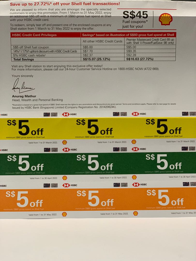 Shell Fuel Vouchers: 9x $5, Tickets & Vouchers, Vouchers on Carousell