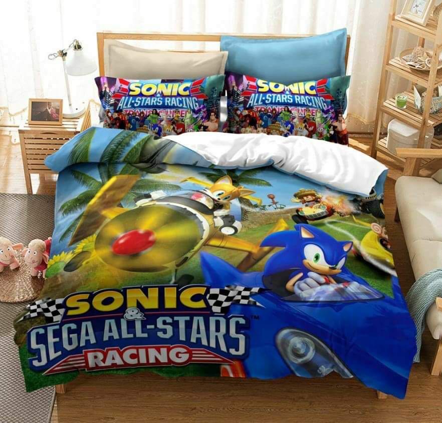 SONIC SEGA ALL STARS Racing Bed Quilt Cover (168" x 68"), Furniture ...