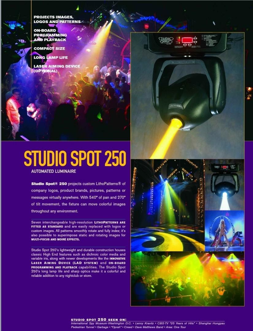 High End Systems Studio Spot 250 (Made In USA) moving yoke programmable ...