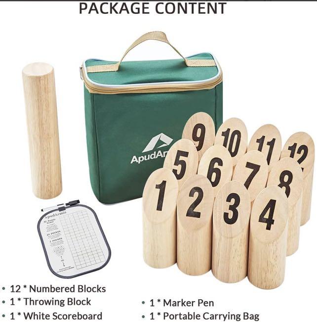 ApudArmis Wooden Tossing Game Set, Numbered Block Toss Games Set with ...