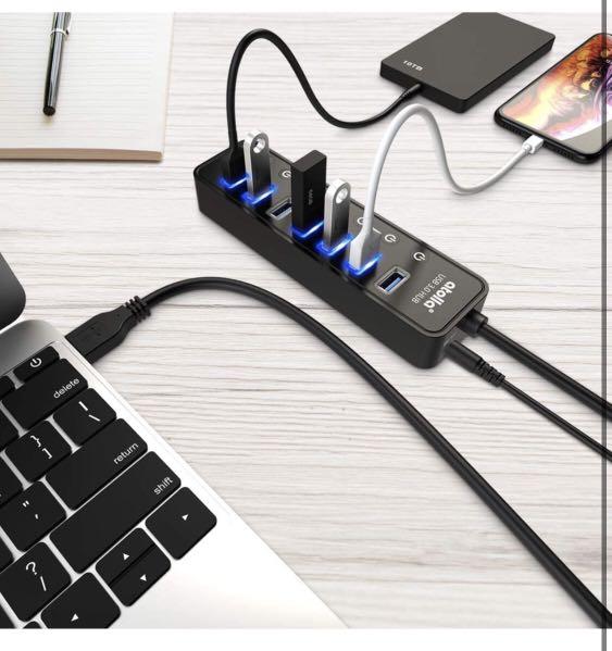 atolla Powered USB Hub 3.0, Atolla 7-Port USB Data Hub Splitter with One Smart Charging Port and ...