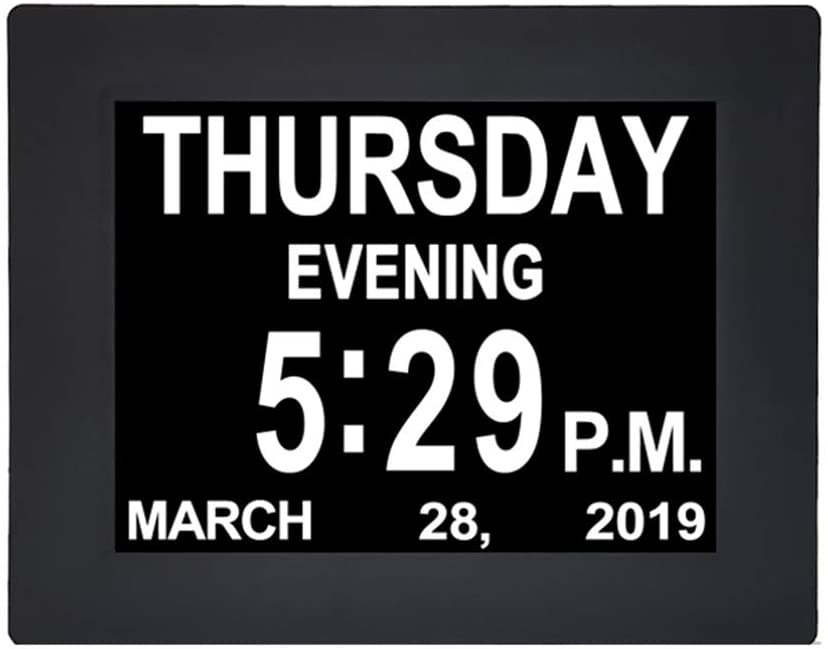 [C5514] 8" Digital Calendar Alarm Day Clock with 5 Alarm Options, Extra ...