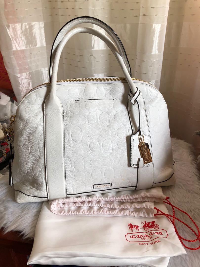 Coach white alma bag, Women's Fashion, Bags & Wallets, Tote Bags on ...