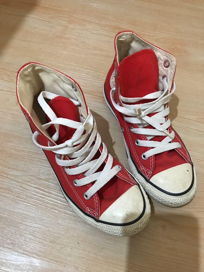 Converse high cut red, Women's Fashion, Footwear, Sneakers on Carousell