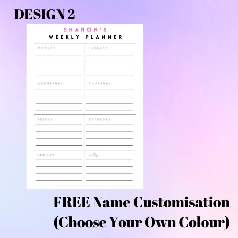 CUSTOM ACRYLIC Weekly Planner / Daily Planner / Meal Planner, Hobbies ...