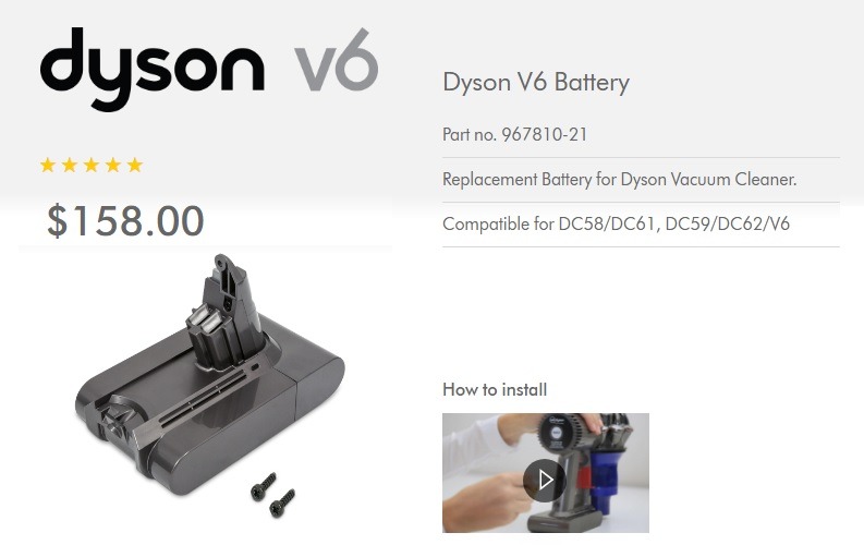 Dyson V6 Battery (original battery from Dyson), TV & Home Appliances ...