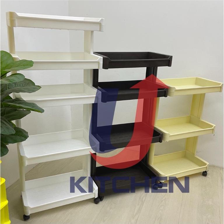 Felton Multi Purpose Plastic 3 Tier 4 Tier 5 Tier Rack Tray with Wheels ...