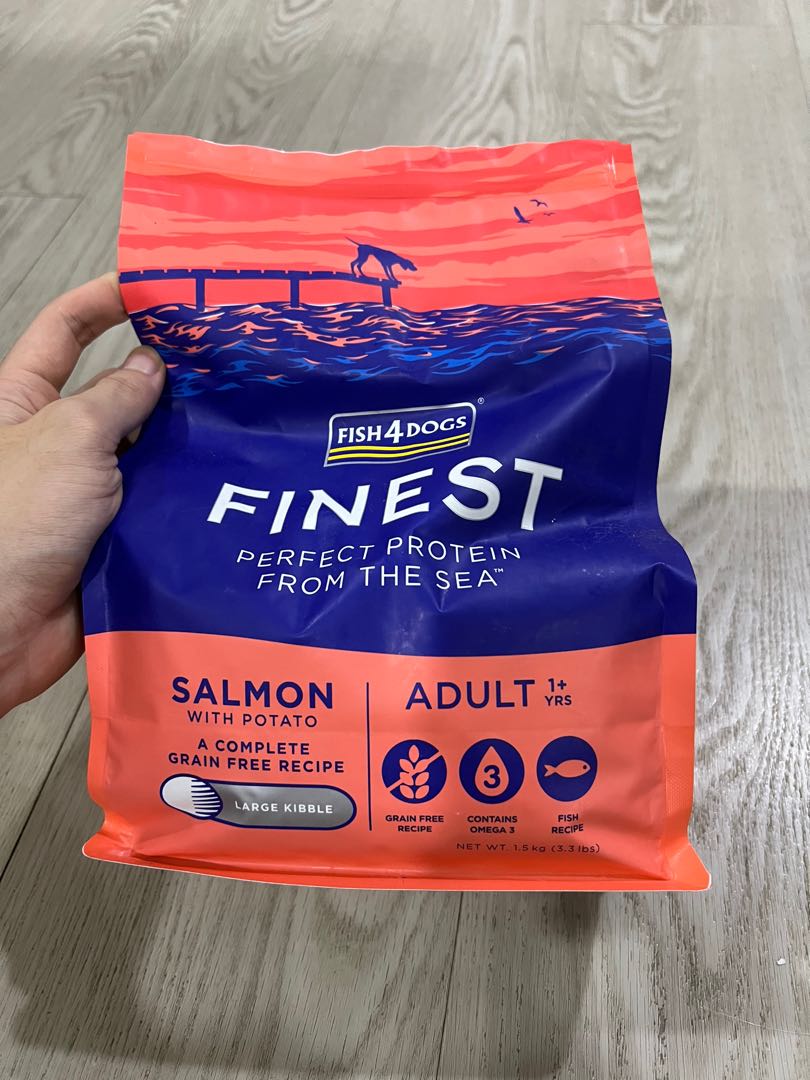 Fish 4 Dogs salmon with potato kibbles, Pet Supplies, Pet Food on Carousell