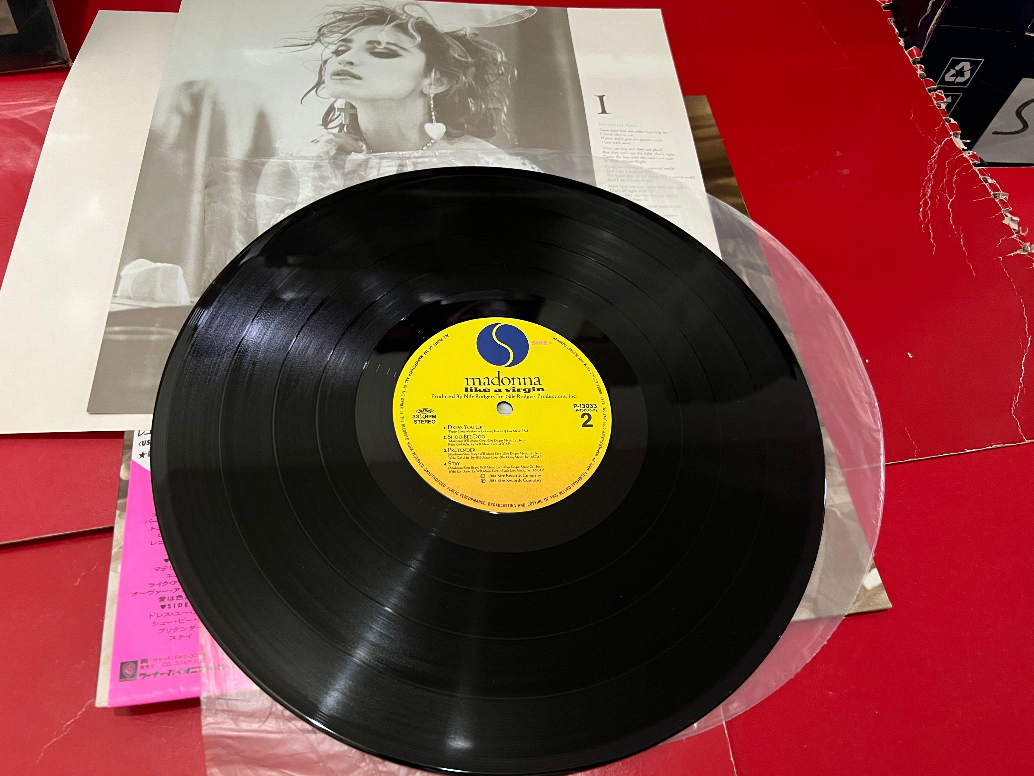 Madonna – Like A Virgin 1984年舊日本土版黑膠唱片（齊側紙日文解說歌詞）, 興趣及遊戲, 音樂、樂器 & 配件 ...