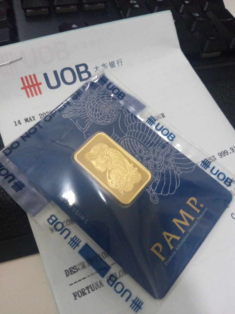 Pamp 20g gold bar w UOB receipt, Hobbies & Toys, Memorabilia ...