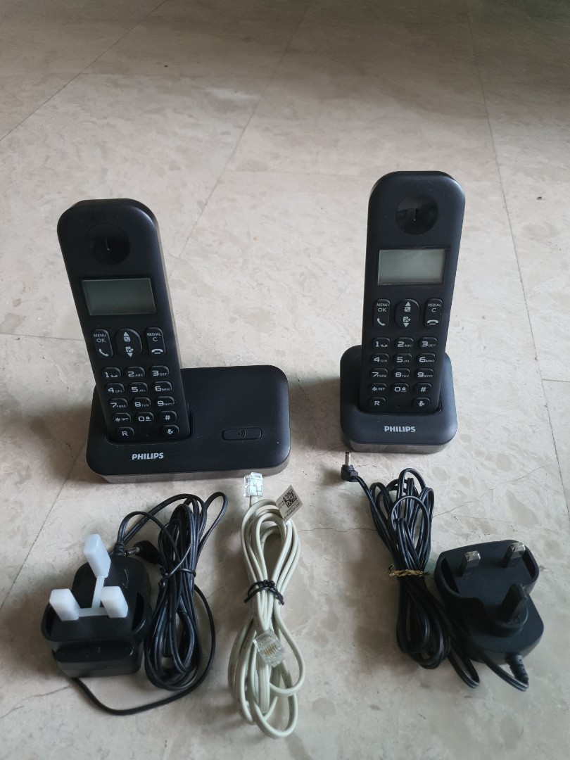 Philips original Dual set cordless phones. Full set. One phone screen ...