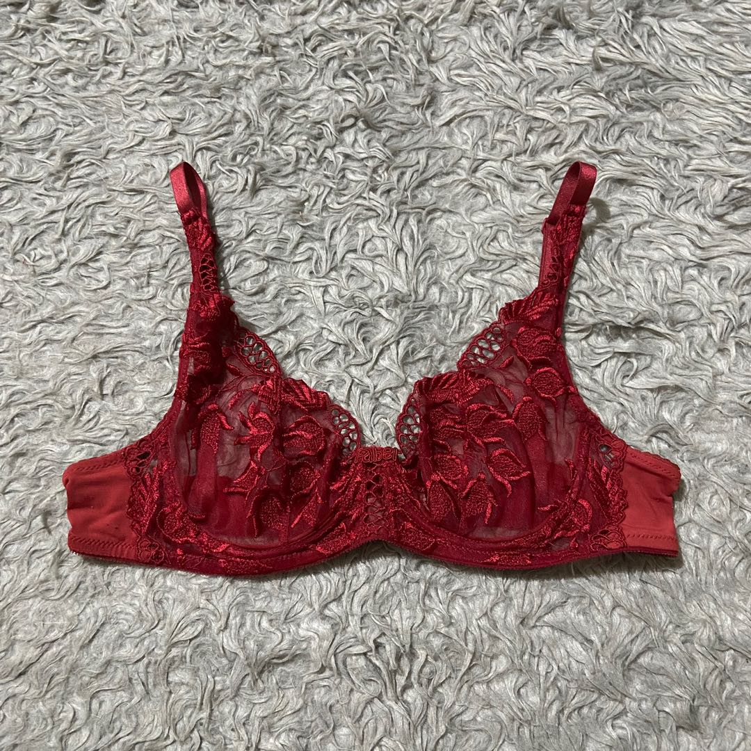 Red Sexy Lace Underwire Bra, Women's Fashion, Undergarments ...