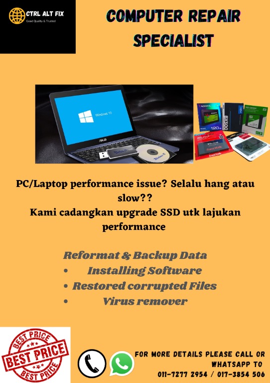 Reformat Windows Upgrade SSD Repairing PC & Laptops, Computers & Tech ...