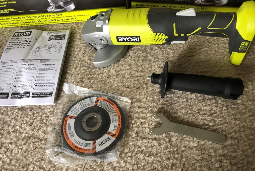 Ryobi 18V Angle Grinder, Model P421, (Tool only - battery and charger ...