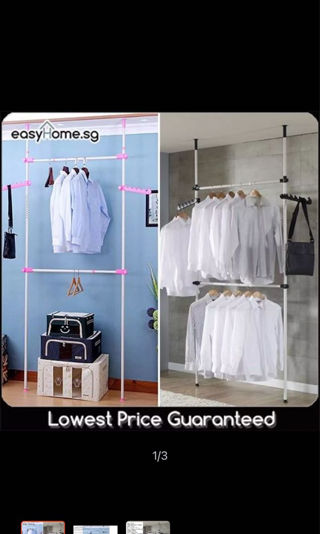 Standing Pole Clothes Rack-adjustable hanger bar/Drying shelf ...