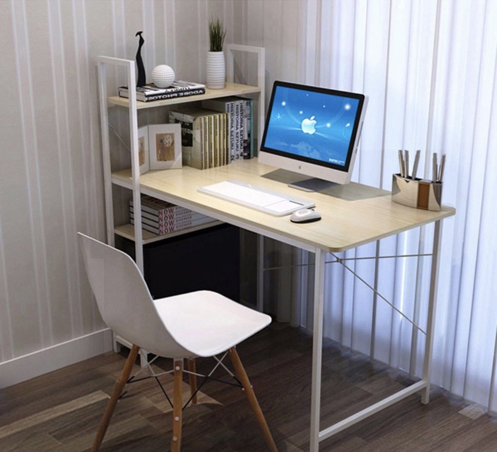 Study work desk with rack, Furniture & Home Living, Furniture, Tables ...