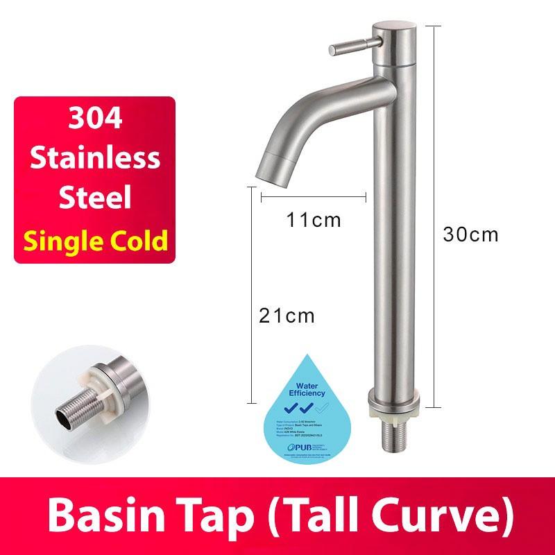 Sus 304 Stainless Steel Bathroom Toilet Basin Sink Water Tap Faucet ...