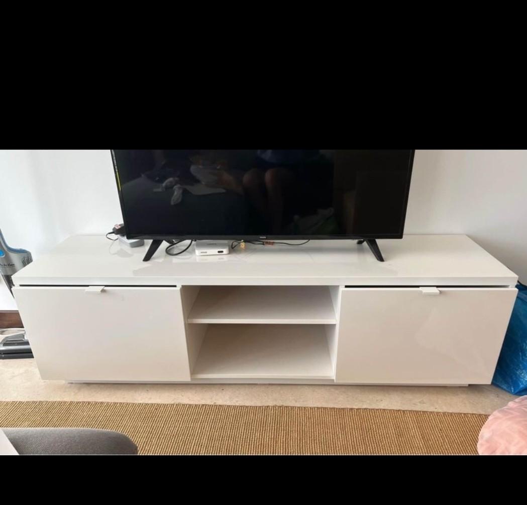 White TV unit, Furniture & Home Living, Furniture, Shelves, Cabinets ...