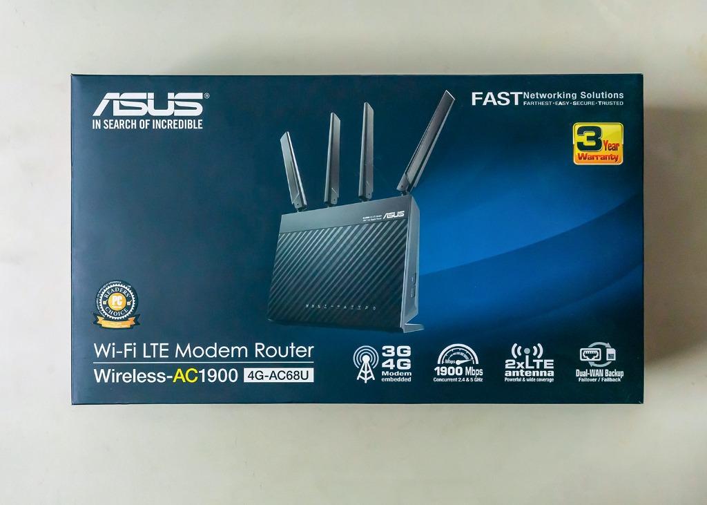華碩 Asus Wi-Fi LTE Modem Router 雙頻無線AC1900 路由器 [4G-AC68U]村屋唐樓救星, 電腦＆科技 ...