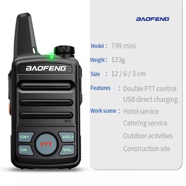Baofeng BF-T99 mini two-way radio walkie talkie Set of 2 (Black ...