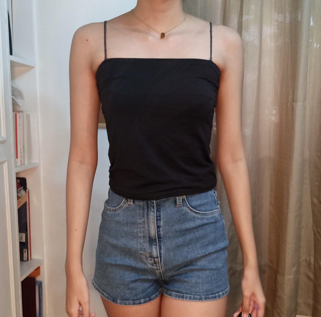 Black sando top, Women's Fashion, Tops, Sleeveless on Carousell