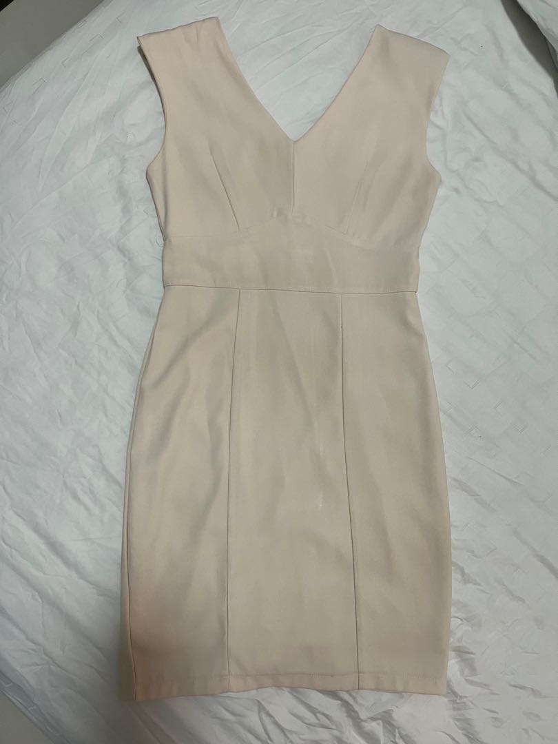 Elegant Light Pink/Beige Dress, Women's Fashion, Dresses & Sets ...