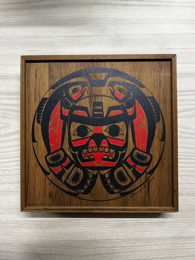 Haida/Salish Salmon And Bear Cedar Box By Haida Artist Clarence A Wells ...